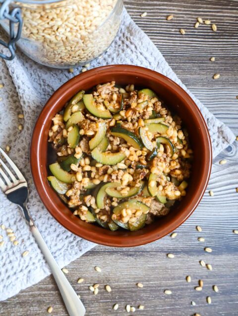 Weizenreis-Hack-Pfanne mit Zucchini ♥ One-Pan-Rezept